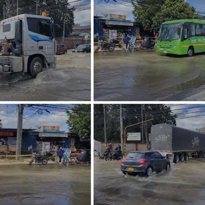 Tubería rota provoca inundación en Fontibón: caos en calles